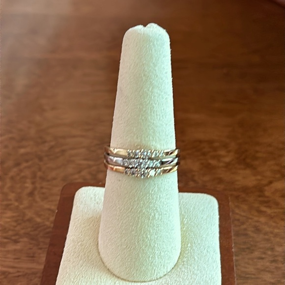 Pandora | Jewelry | Tri Color Stackable Pandora Rings With Crystal ...